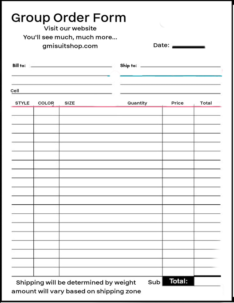 GROUP ORDER FORM – GMI SUIT SHOP