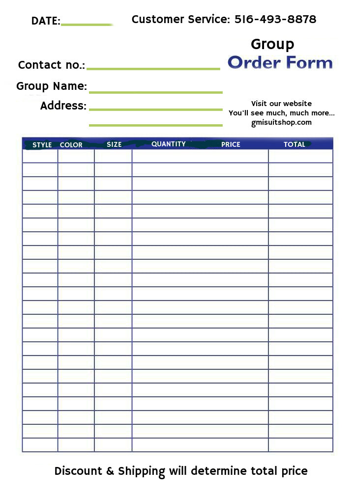 GROUP ORDER FORM – GMI SUIT SHOP
